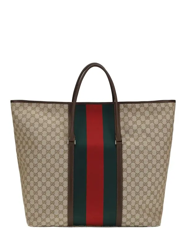 Gucci Gg Travel Bag With Web Stripe - Beige