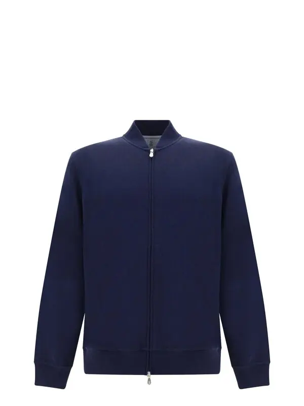 Brunello Cucinelli Cotton Zip Sweatshirt - Blue