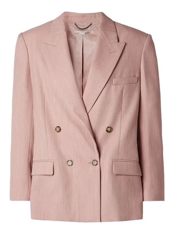 Stella McCartney Oversized Double-breasted Grain De Poudre Wool Blazer - Antique Rose