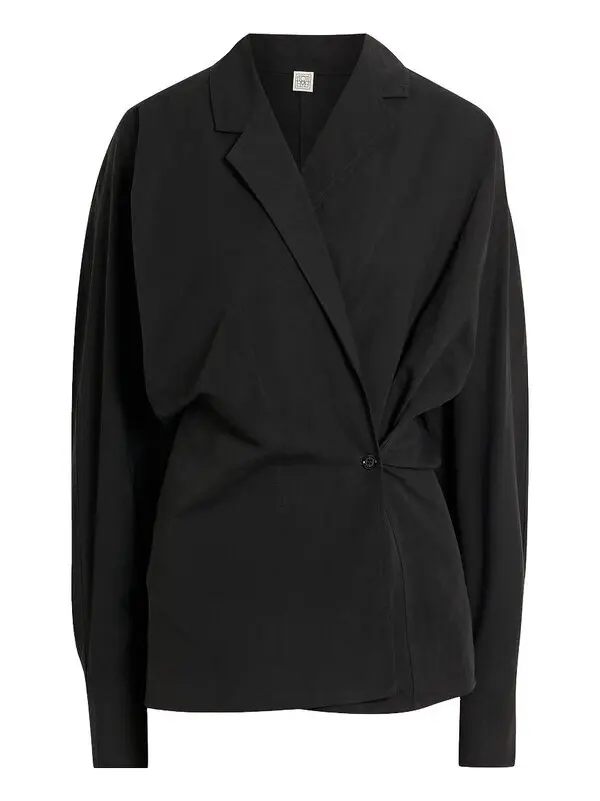 TOTEME Cotton And Linen-blend Wrap Blouse - Black