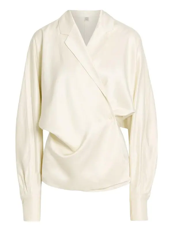 TOTEME Satin Wrap Blouse - Ecru