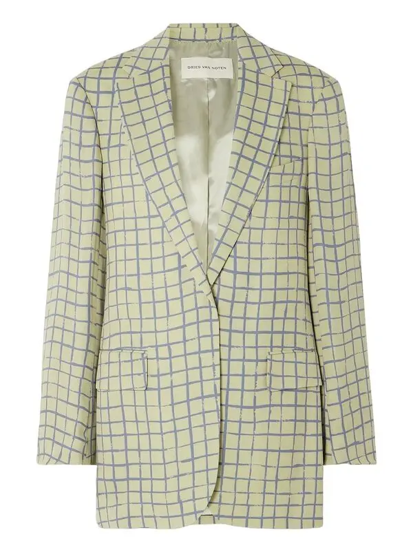 Dries Van Noten Checked Crepe Blazer - Light Green