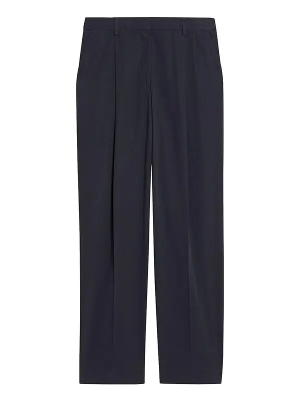 TOTEME Pleated Cotton Twill Wide-leg Pants - Midnight Blue