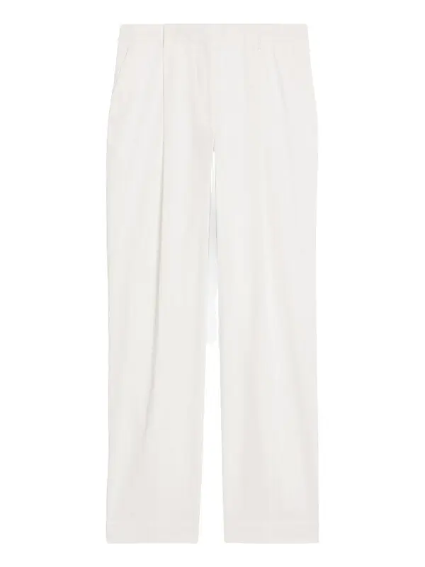 TOTEME Pleated Cotton Twill Wide-leg Pants - White