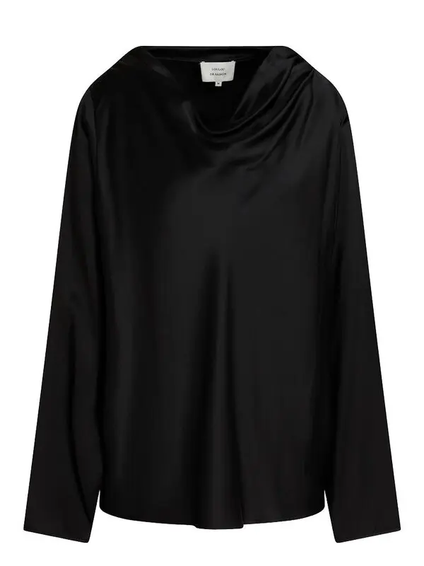 Loulou De Saison Riddy Draped Satin Blouse - Black