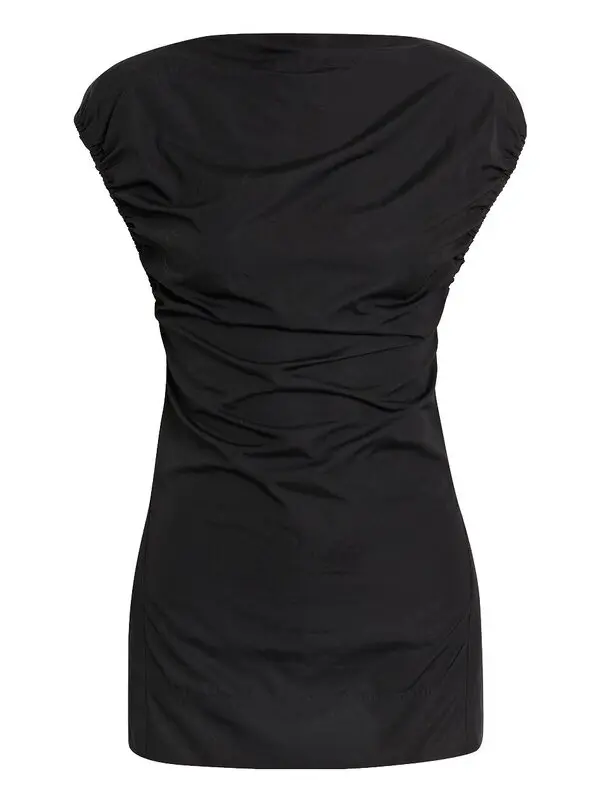 TOTEME Gathered Cotton Poplin Top - Black
