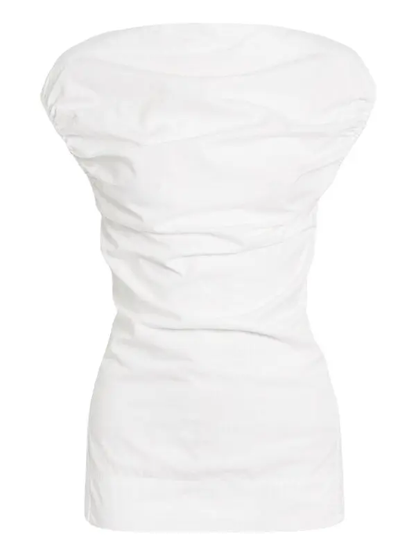 TOTEME Gathered Cotton Poplin Top - White