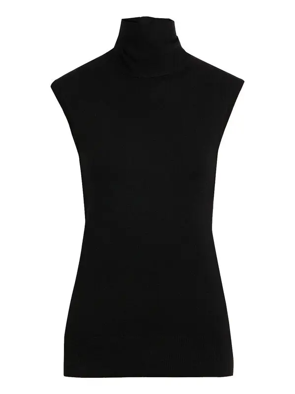 TOTEME Bow-detailed Wool-blend Turtleneck Top - Black