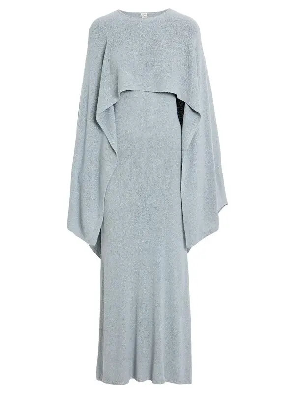 TOTEME Cape Effect Silk Maxi Dress - Slate Blue