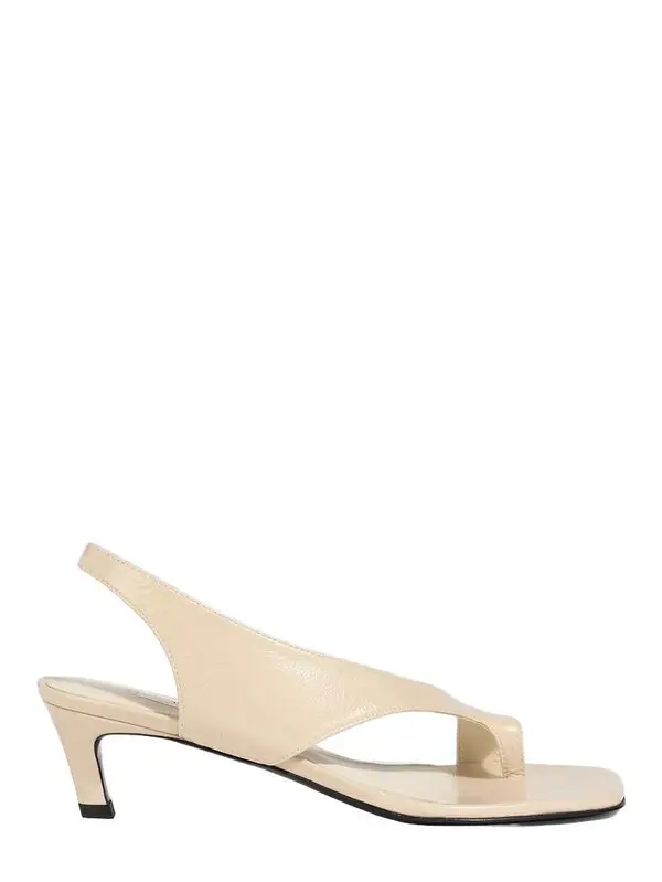 TOTEME Crinkled Leather Slingback Sandals - Ecru