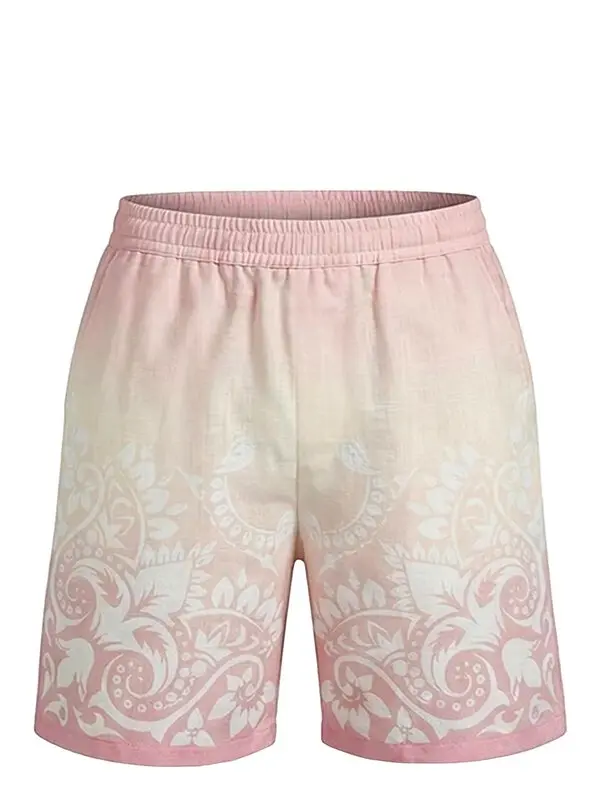 Loveist Store Paisley Print Relaxed Fit Shorts - Pink/yellow