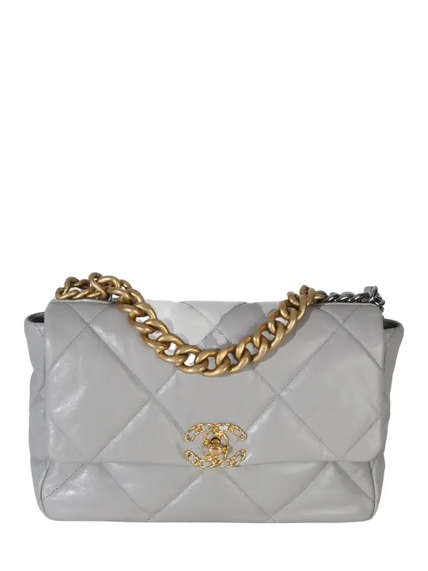Chanel Grey Quilted Lambskin 19 Flap Bag - Gray