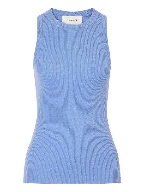 LISA YANG Amya Ribbed Cotton And Cashmere-blend Tank Top - Blue