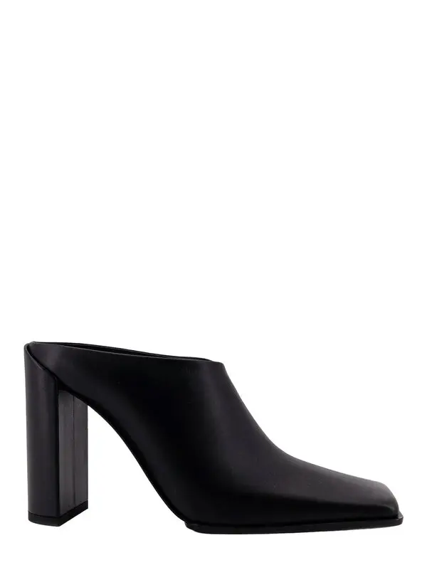 Alaïa Square Toe Block Heel Leather Mules - Black