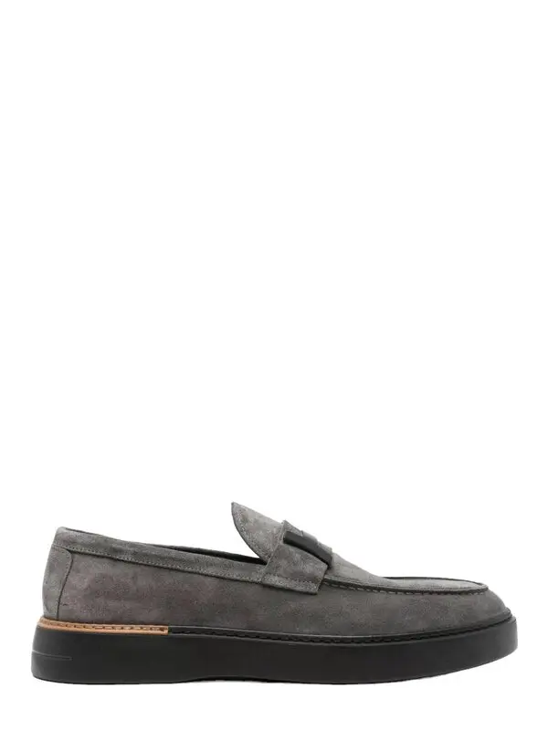 JOHN HARRISON Logo Plaque Suede Loafers - Grey