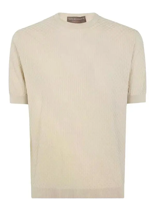 FILIPPO DE LAURENTIIS Waffle-knit Short-sleeve T-shirt - Neutrals