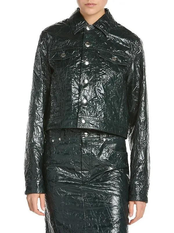 Marni Textured Faux Leather Jacket - Dark Petrol