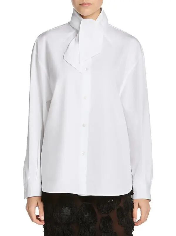 Marni Tie Neck Button Front Shirt - Lily White
