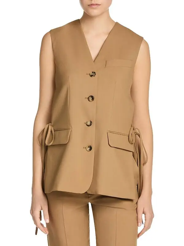 Marni Side Tie V-neck Waistcoat - Biscuit