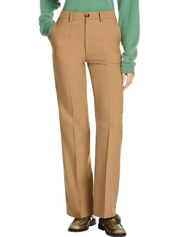 Marni Wool Straight Leg Trousers - Biscuit