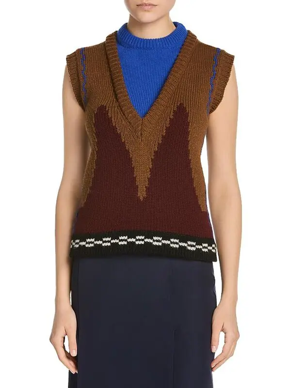 Marni Multicolor Knit Sleeveless Sweater - Sadelle Brown