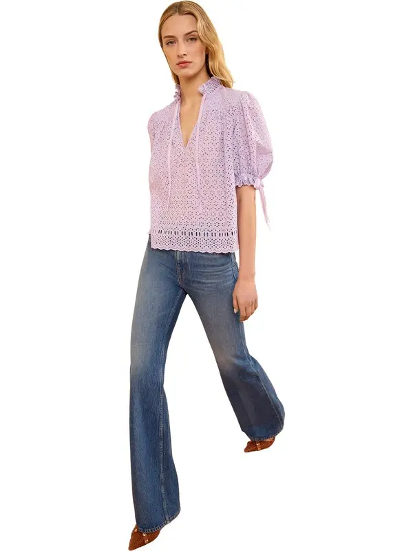 Ulla Johnson Alouette Eyelet Cotton Top - Wisteria