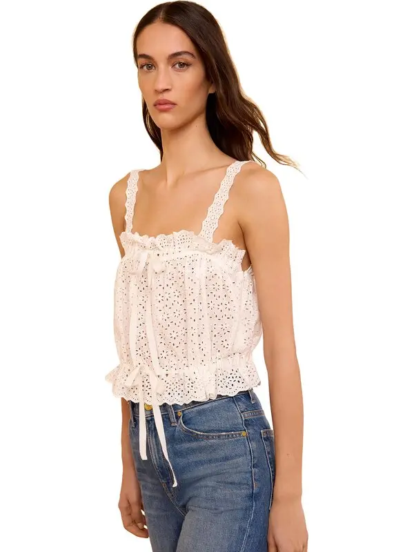 Ulla Johnson Sleeveless Cropped Eyelet Top - Pristine