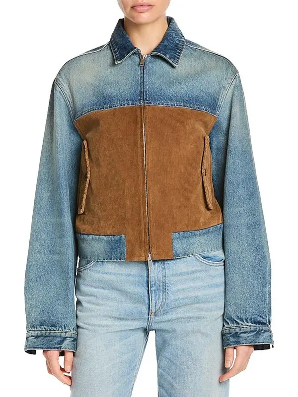 Stella McCartney Denim And Corduroy Paneled Jacket - Mix Denim And Corduroy