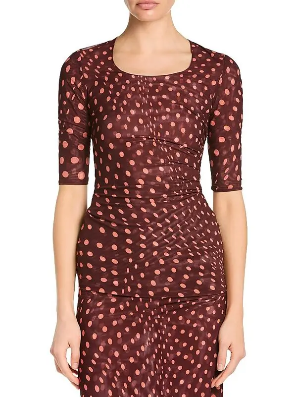 Stella McCartney Half Sleeve Mesh Top - Burgundy/pink