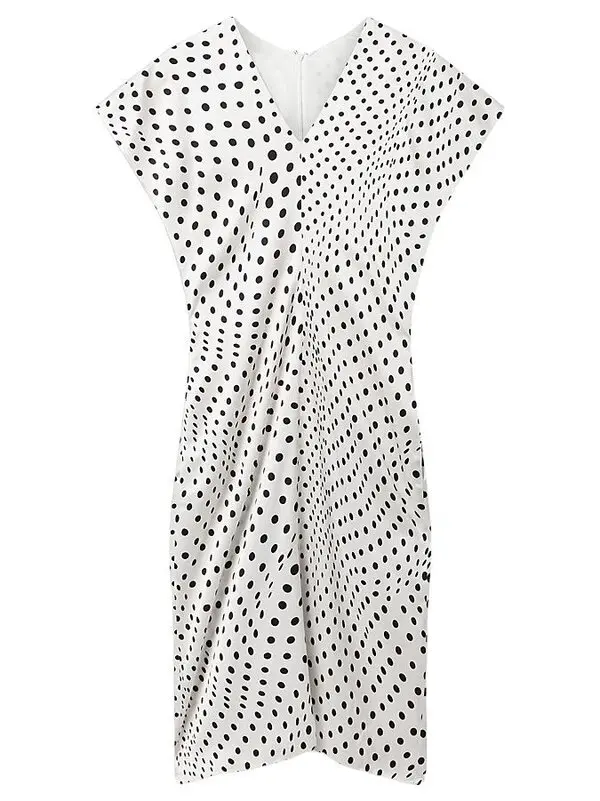 Stella McCartney Polka Dot V-neck Midi Dress - White/black