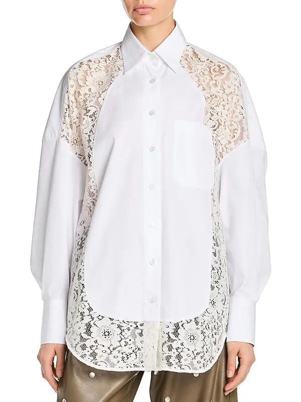 Stella McCartney Lace Paneled Cotton Shirt - Pure White