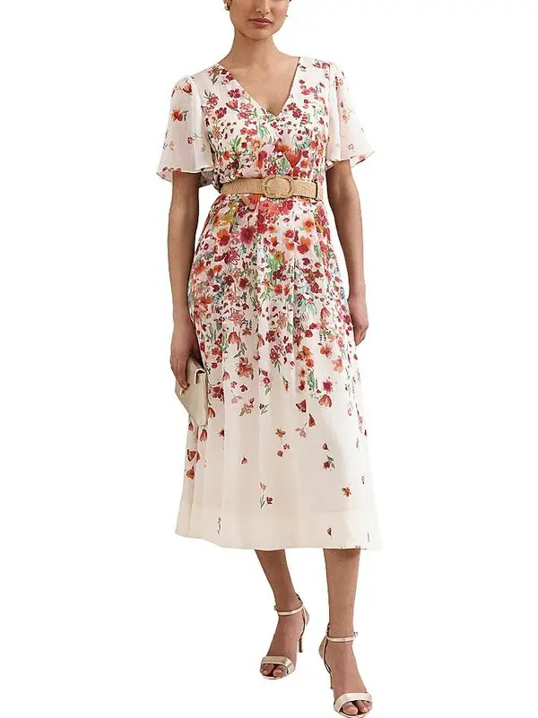 PHASE EIGHT Petites Lovette Floral Midi Dress - Cream