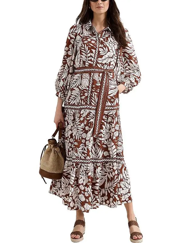 PHASE EIGHT Coralie Print Midi Dress - Tan