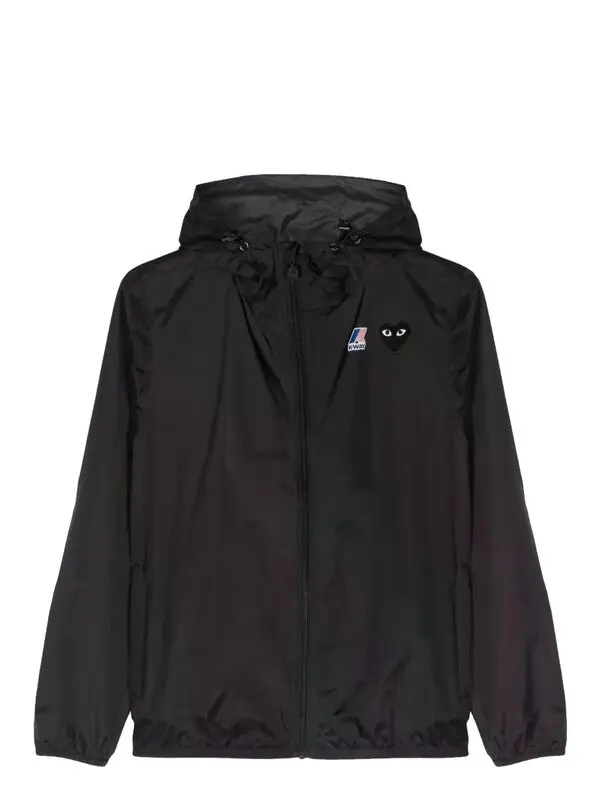 Play Comme Des Garcon X K-way Logo Patch Hooded Jacket - Black