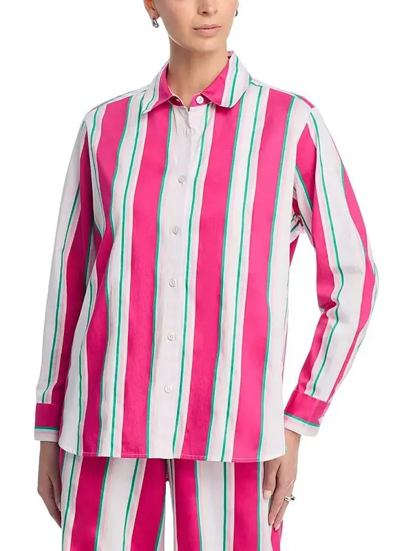 French Connection Alexis Striped Poplin Shirt - Havana Stripe