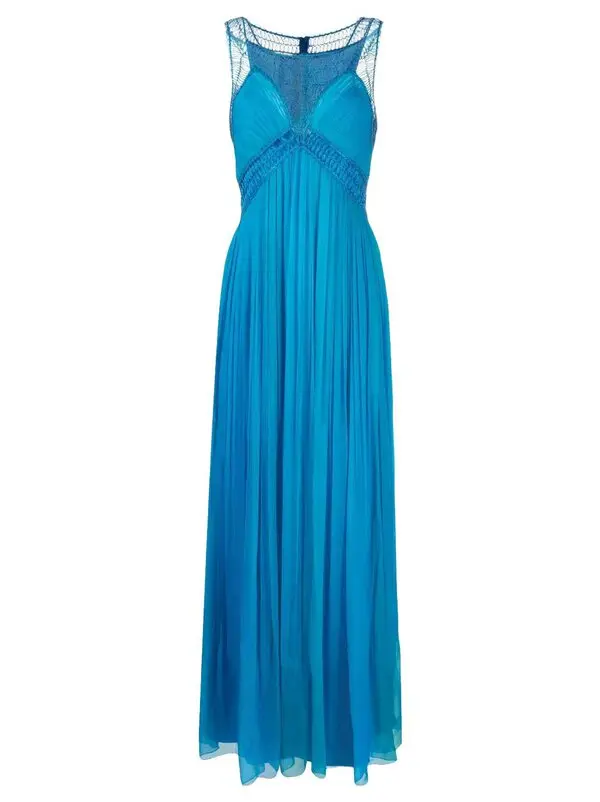 Alberta Ferretti Cornely Embroidered Silk Maxi Dress - Blue