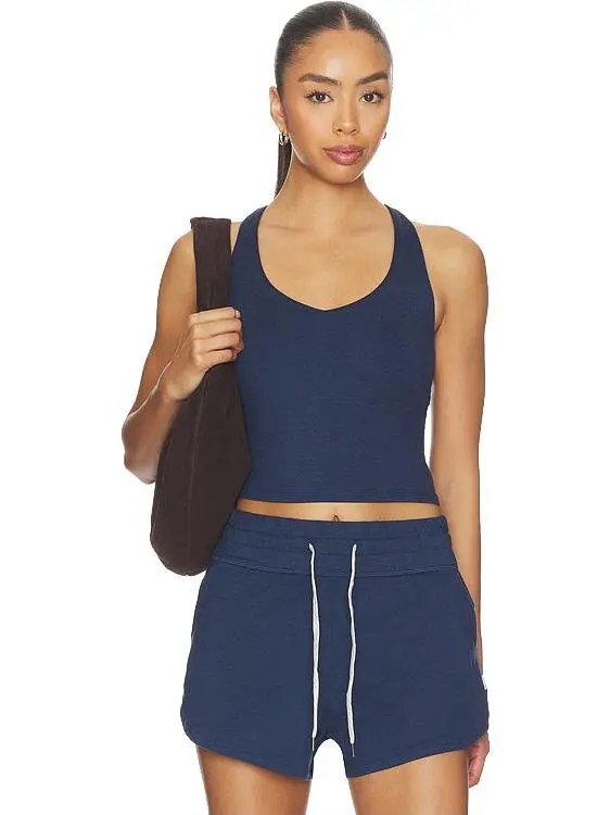 Vuori Halo Performance Crop Tank - Blue Coast Heather
