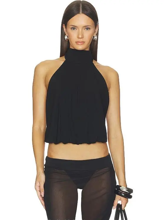 Misha Collection The Sash Jersey Halterneck Top - Black