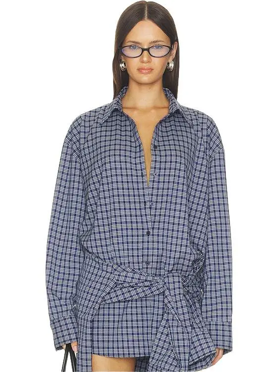 NAKEDVICE The Pax Check Shirt In Navy - Navy & White