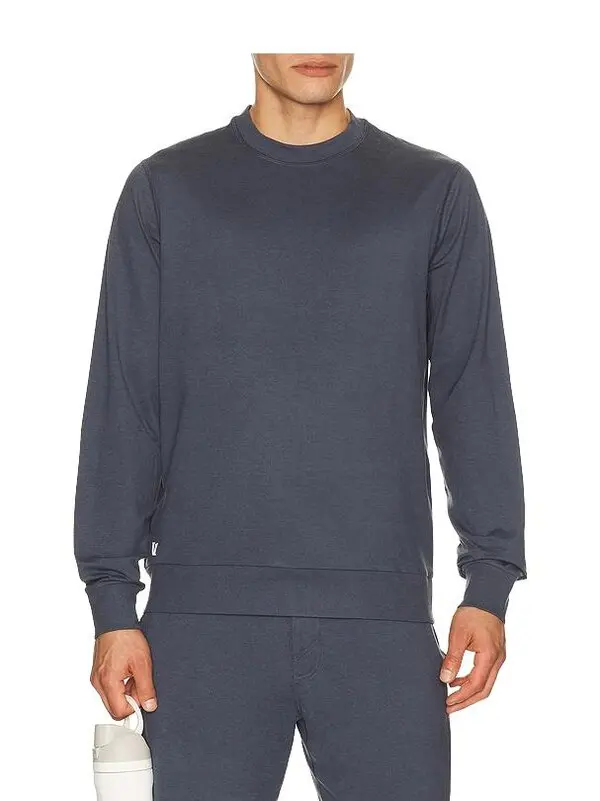 Vuori Ponto Performance Crew Pullover Sweater - Azure Heather
