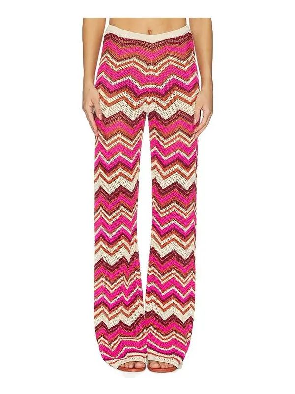 Devon Windsor Cierra Knit Chevron Wide Leg Pants - Berry