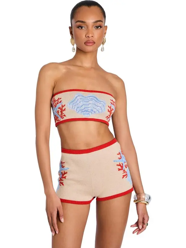 Retrofete Aralyn Knit Bandeau Coral Design - Sand Multi
