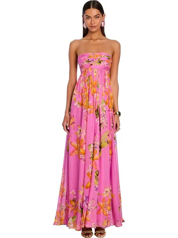 Rococo Sand Posy Strapless Maxi Dress - Pink