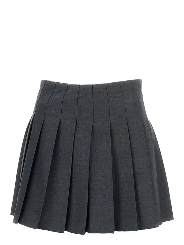 SELF-PORTRAIT Pleated Mini Skirt - Grey