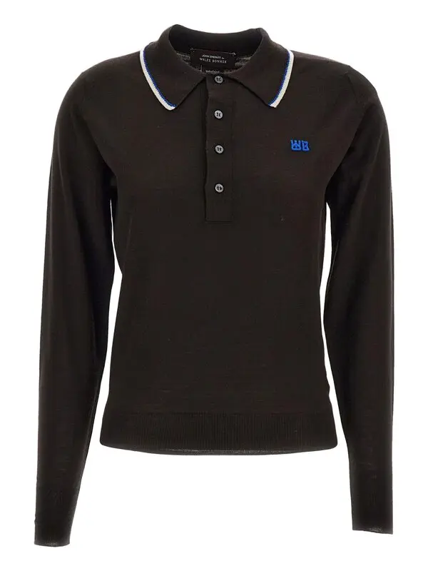 WALES BONNER John Smedley Long-sleeve Polo Shirt - Brown