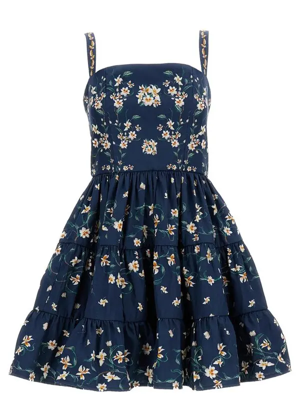 Agua Bendita Floral Print Mini Dress - Blue