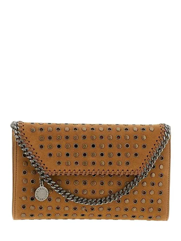 Stella McCartney Borsa Portafoglio A Tracolla In Alter Suede Con Borchie - Marrone