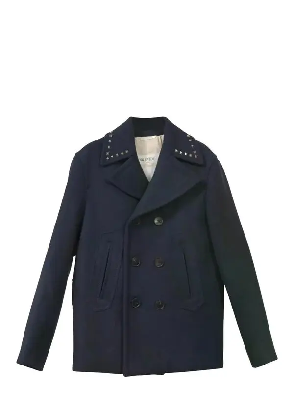 Valentino Garavani Rockstud Double-breasted Pea Coat - Blue