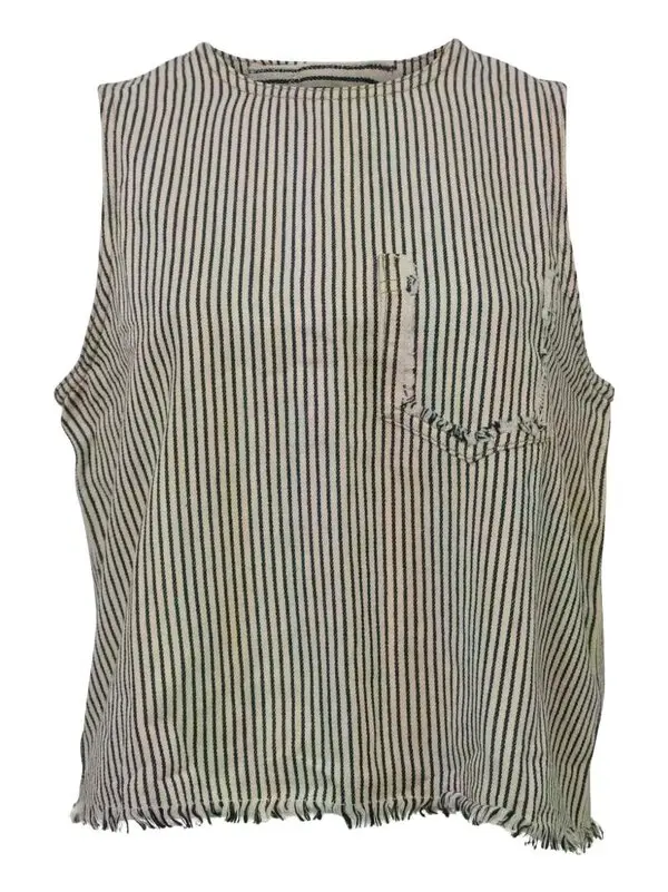 ALEXANDER WANG Pinstripe Raw-edge Top - Neutrals