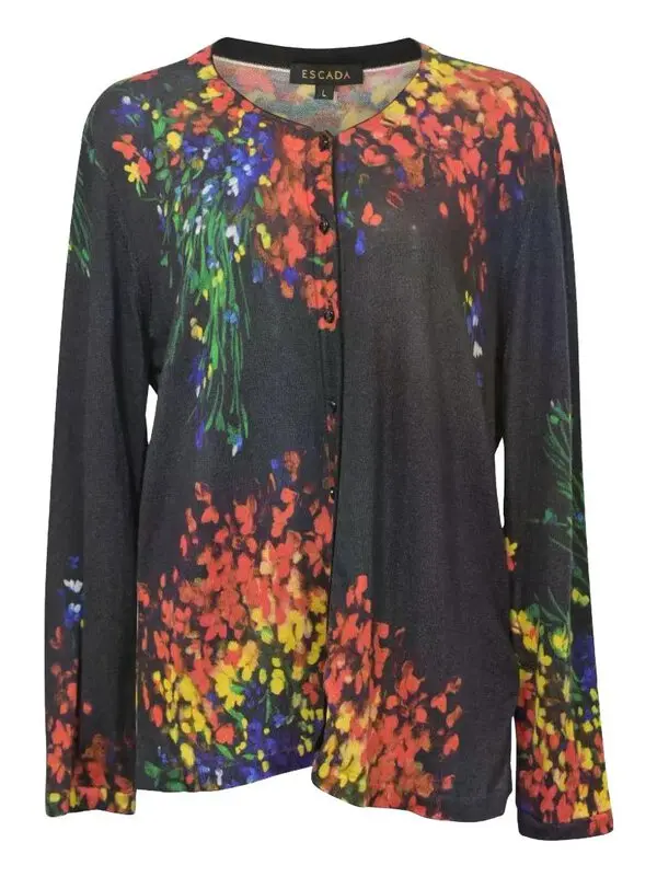 Escada Floral-print Twin Set Sweater - Black